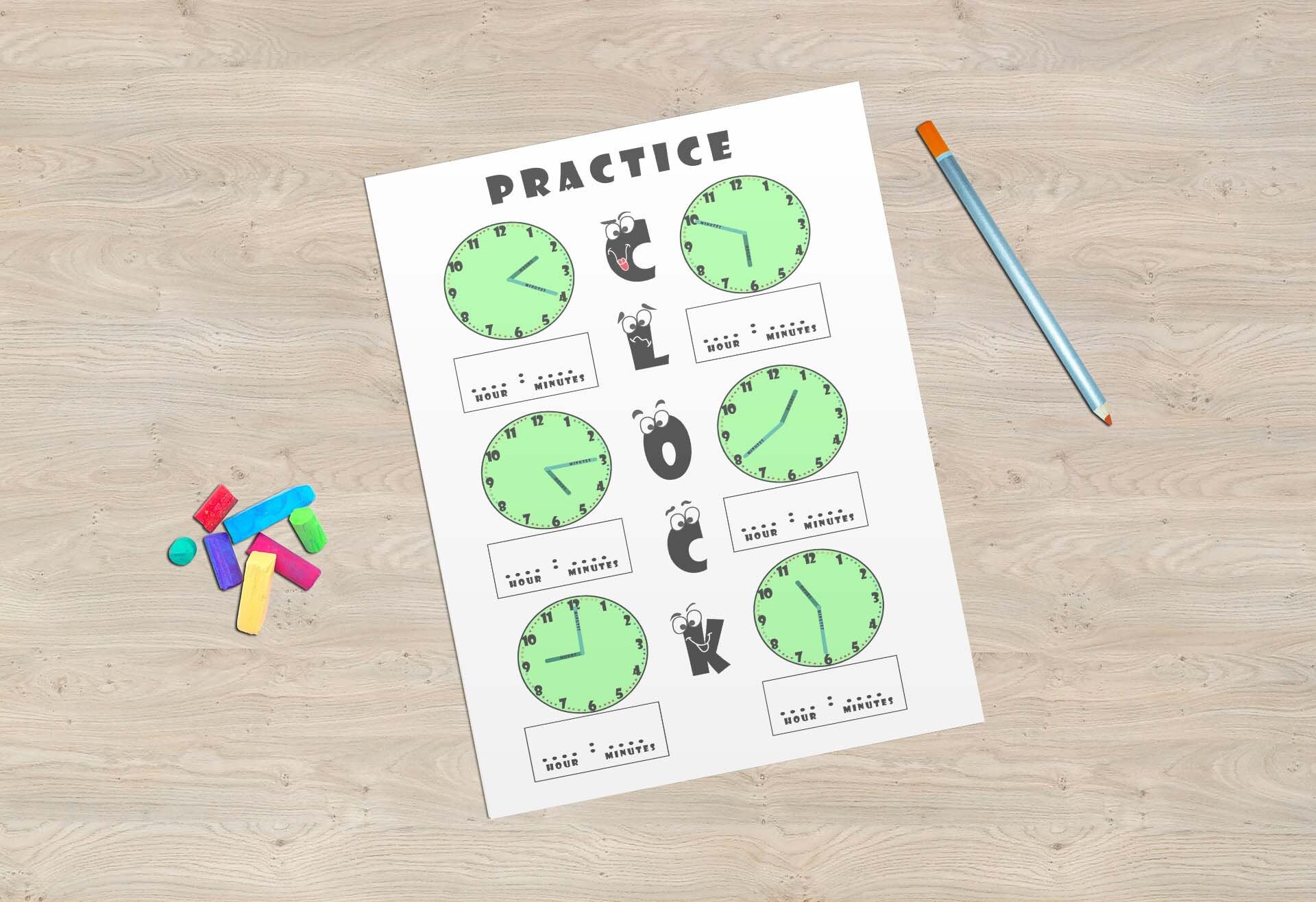 Learn to Tell the Time, Kids Learning Printables, Colouring Clock, Fun ...