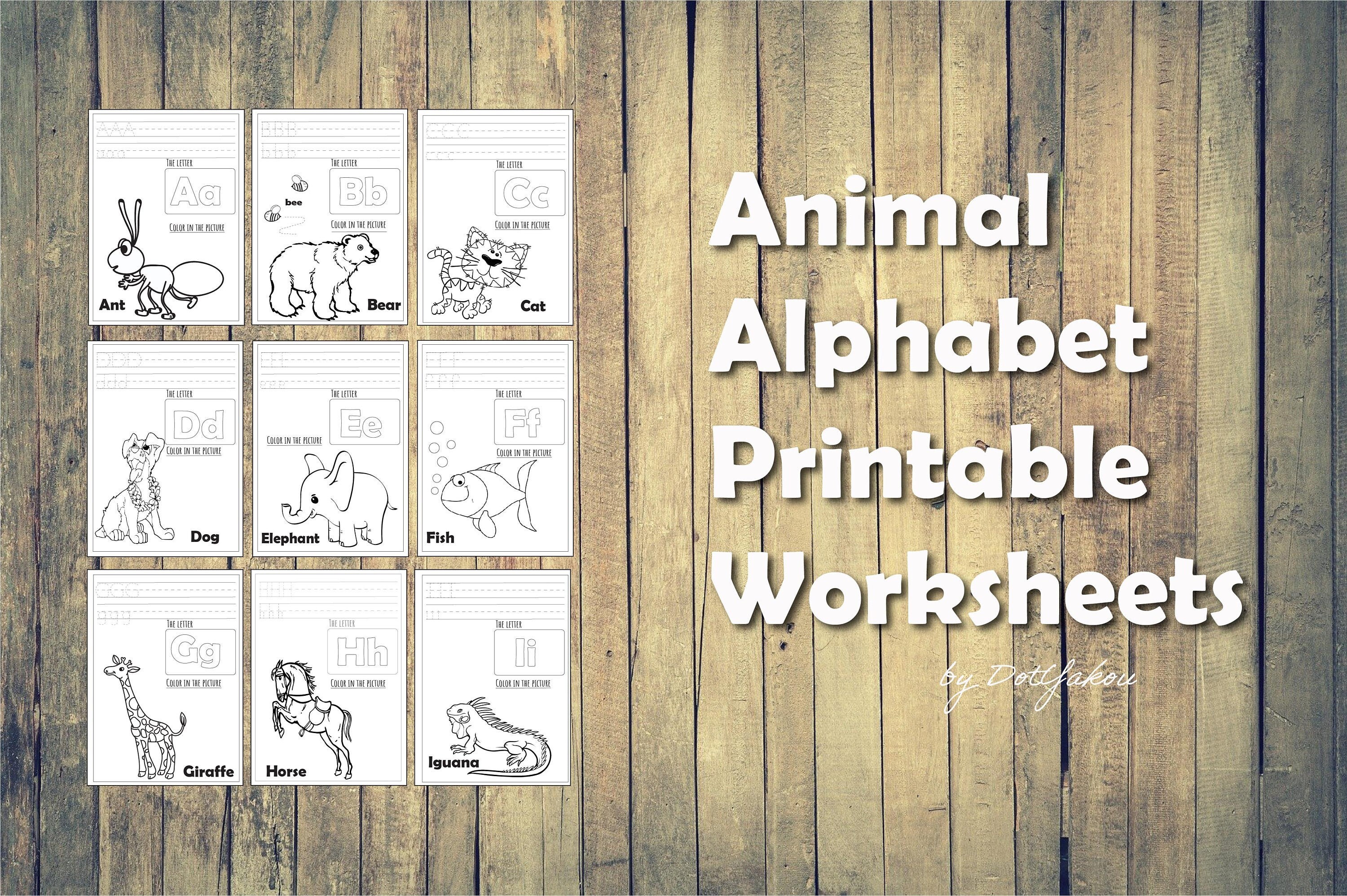 Alphabet Printable Animal Alphabet Printable Worksheet - Etsy