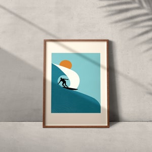 Minimalist Surfer Print, Modern Ocean Wave Art (digital Print) - Etsy