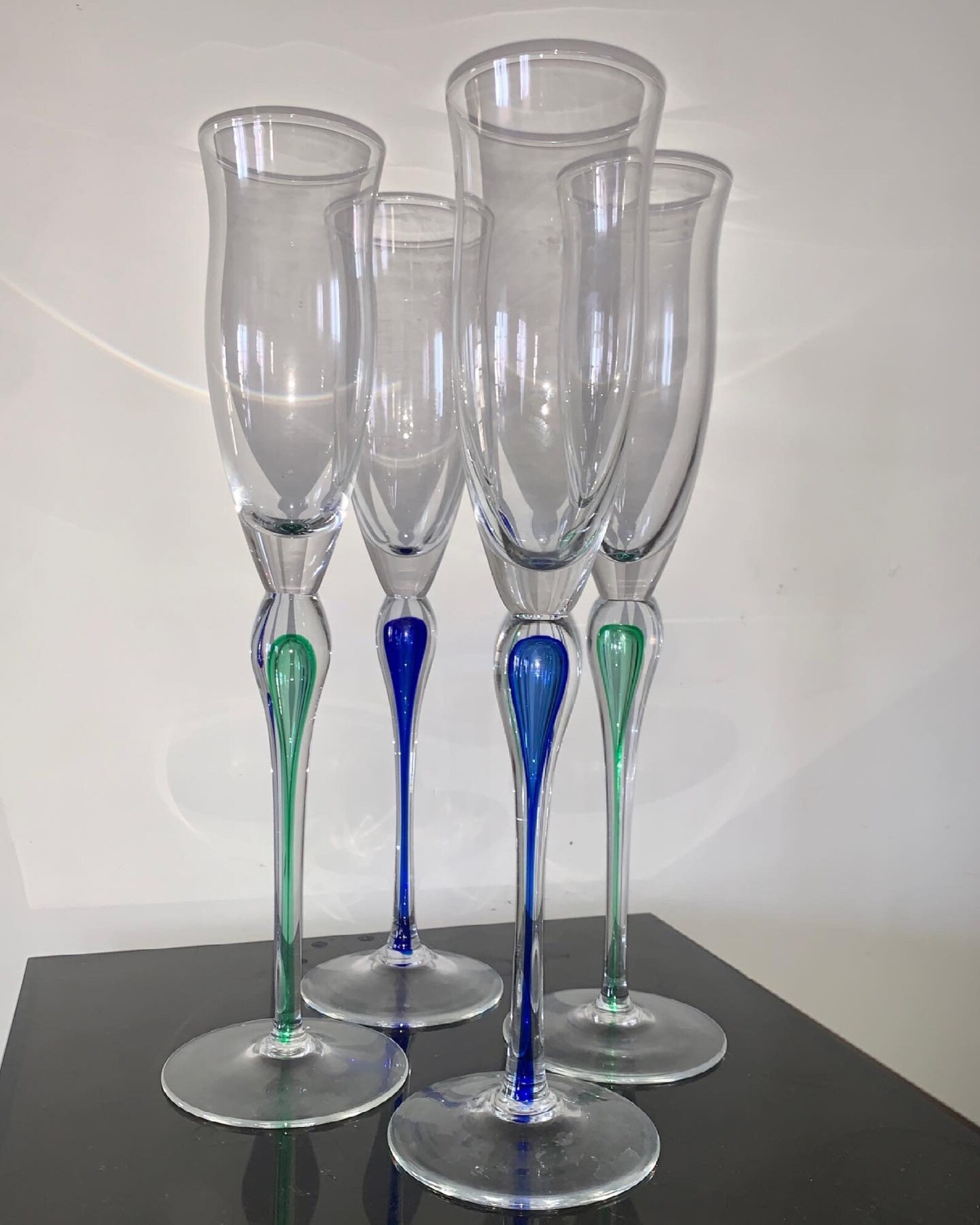 Tall Vintage Cocktail Glasses Large Champagne Flutes Set Etsy