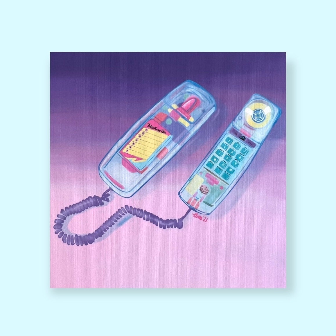 Transparent 90s Landline Art Print - Etsy