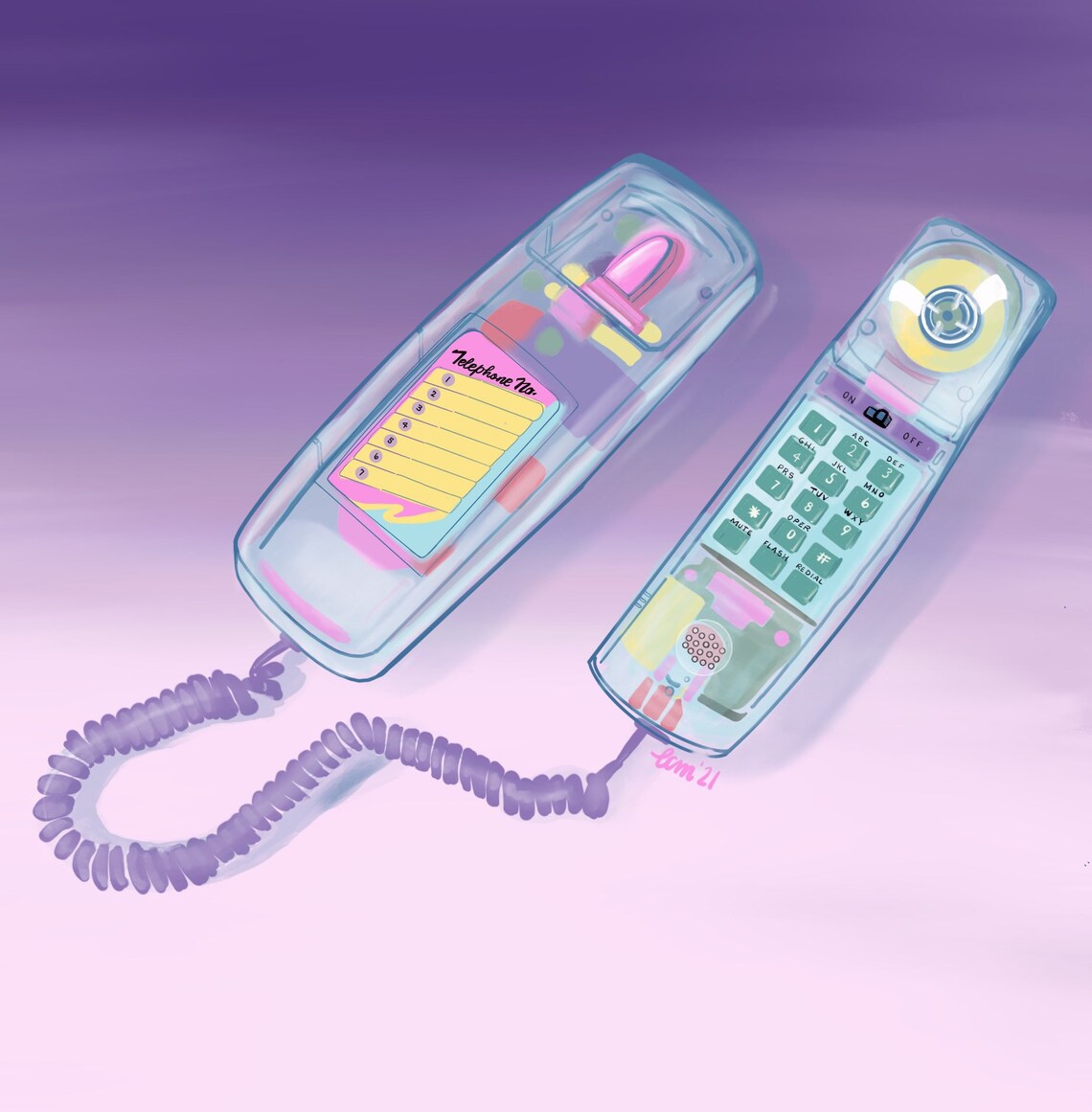 Transparent 90s Landline Art Print - Etsy