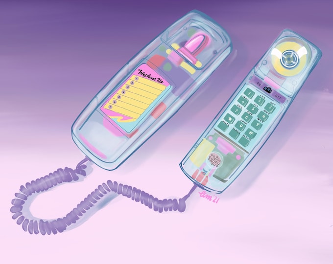 Transparent 90s Landline Art Print - Etsy