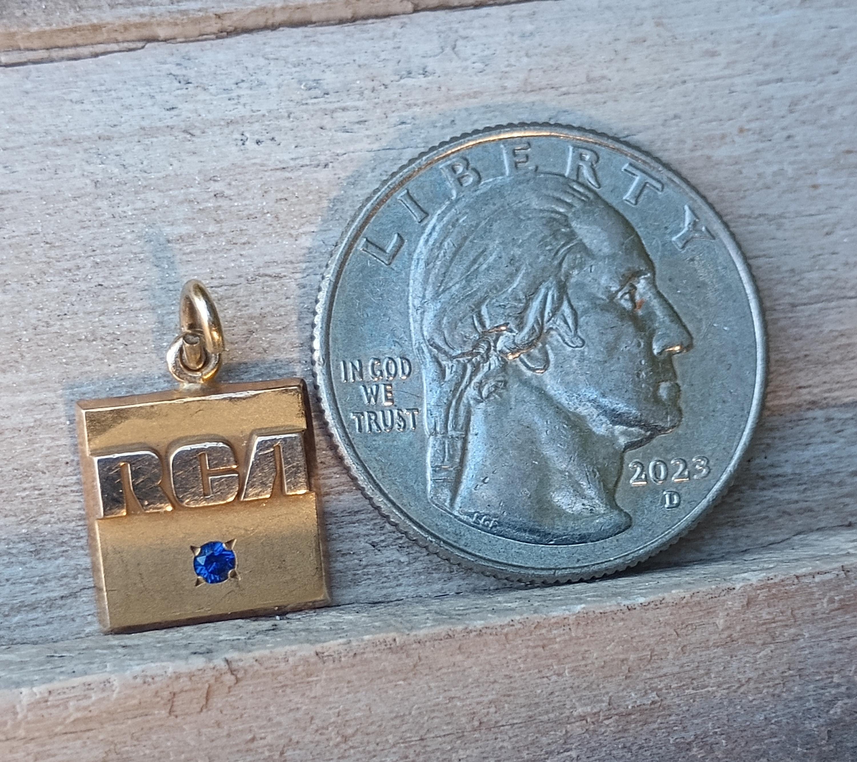 Cto RCA 10KT Gold Sapphire Pendant Charm, Vintage Jewelry Stamped 10K ...
