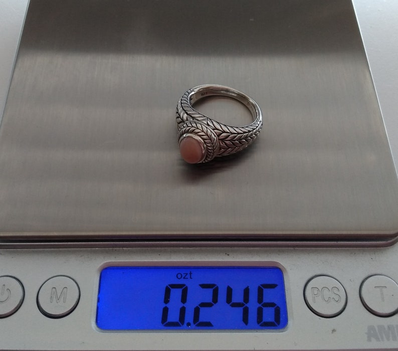 JAI Sterling Silver Ring, Pink Opal Stone, Vintage 925 Jewelry, Jai 925 ...