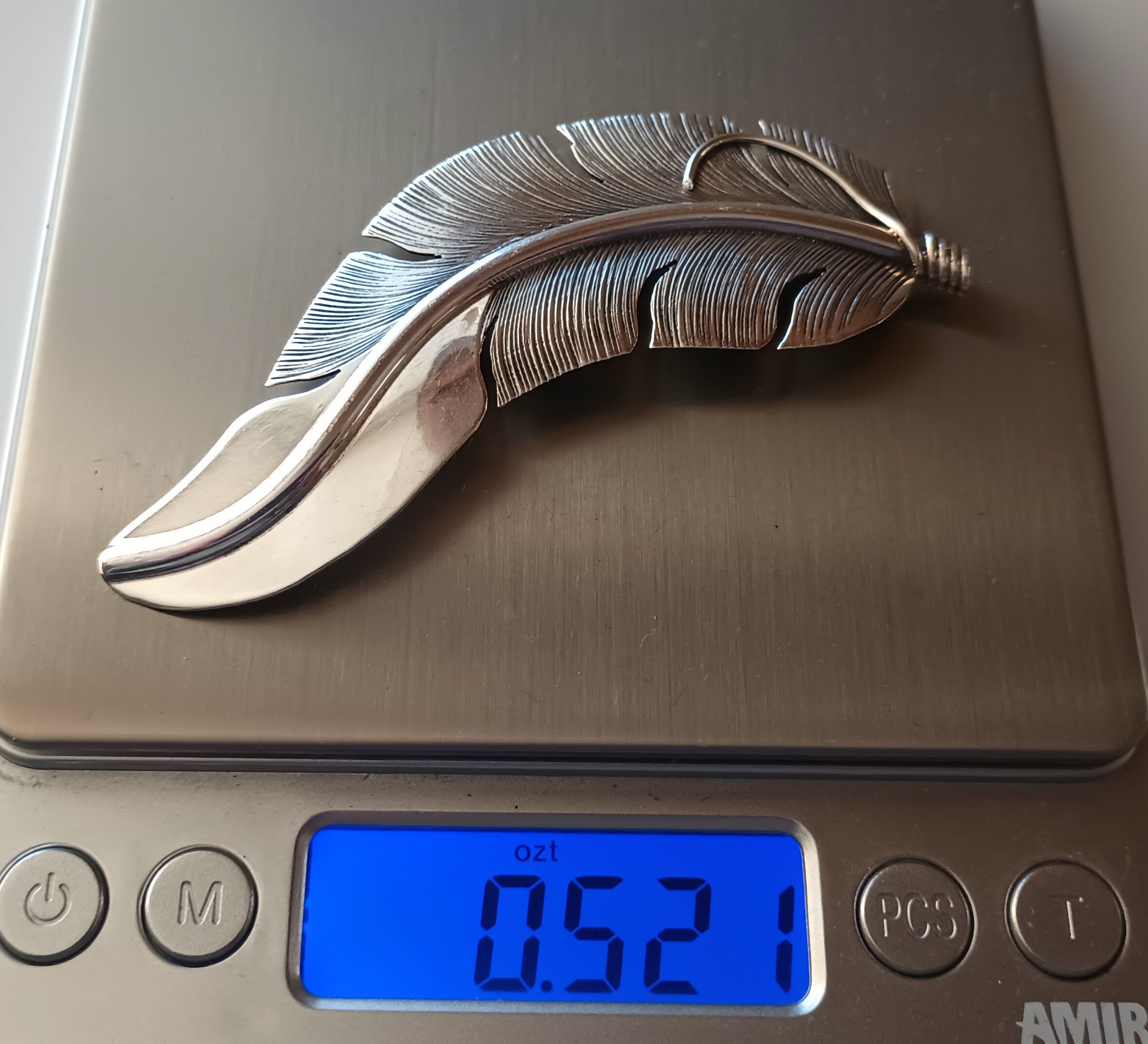 LENA PLATERO Sterling Silver Feather Brooch, Navajo Artisan Signed Piece, Vintage Native ...