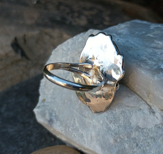 Fire Agate Sterling Silver Ring, Vintage Native Ameri… - Gem