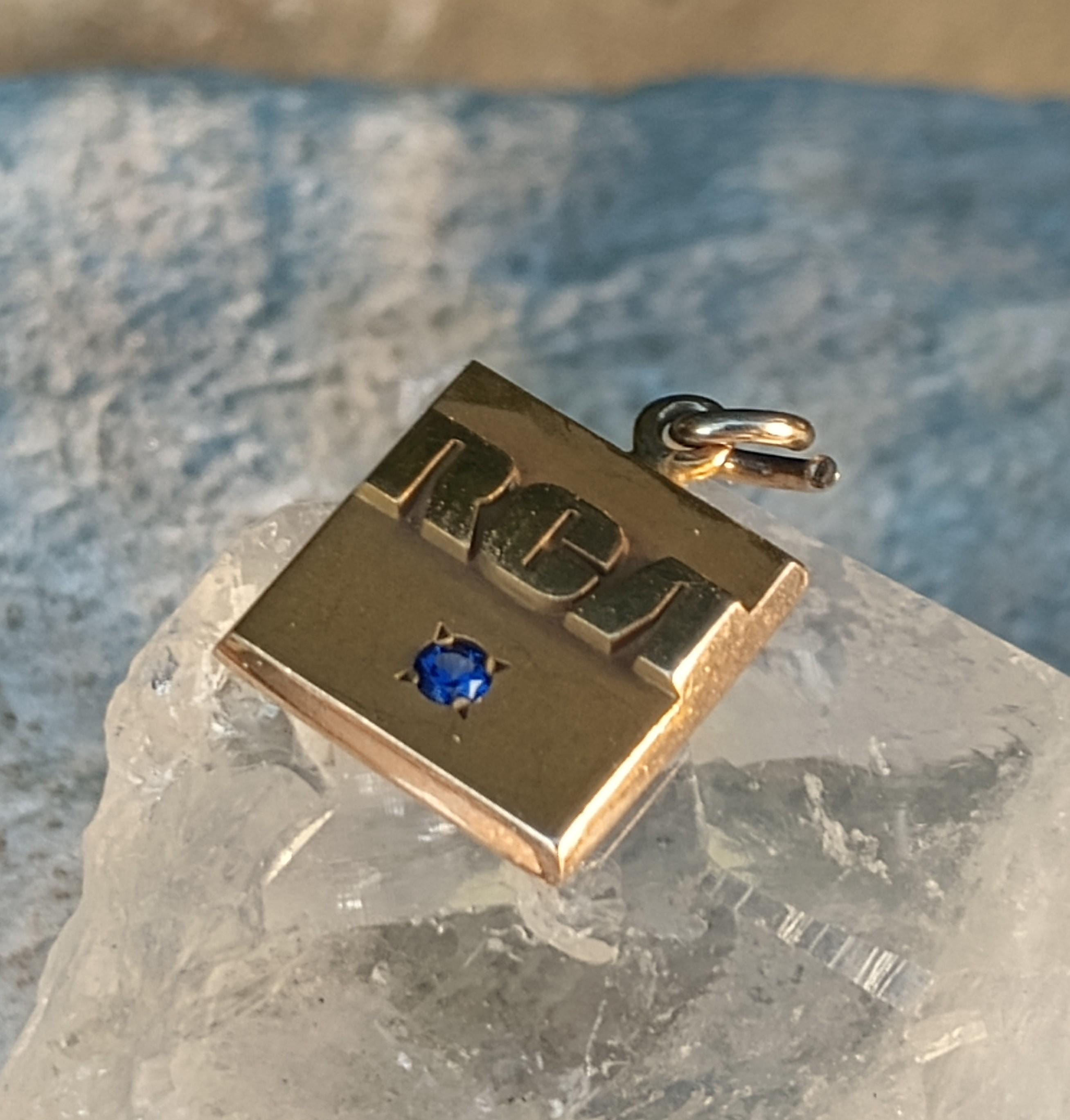 Cto RCA 10KT Gold Sapphire Pendant Charm, Vintage Jewelry Stamped 10K ...