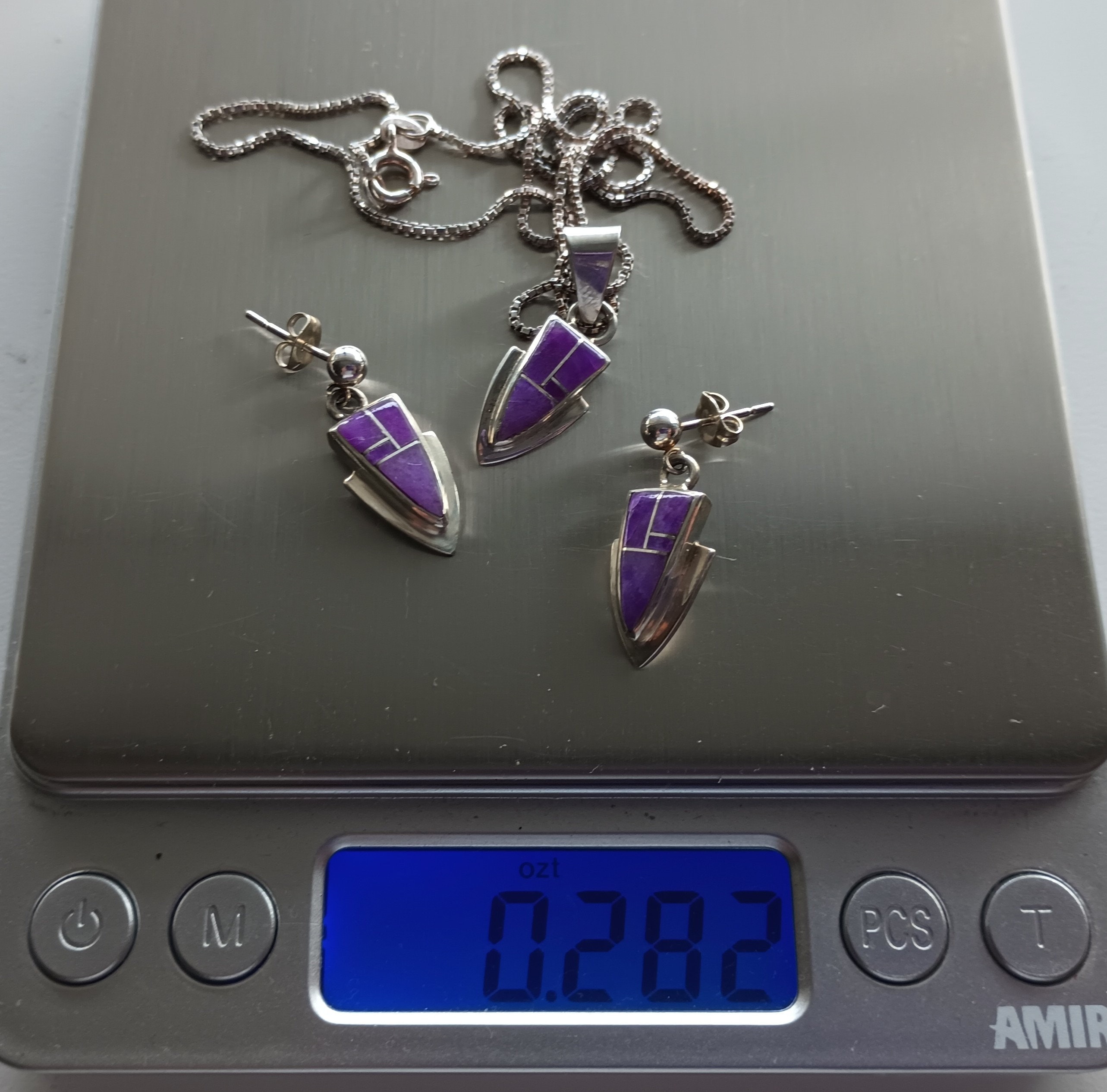 Ervin Hoskie Sterling Silver Sugilite Inlay Pendant & Earring Set ...