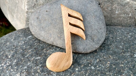 Musical Symbol Wood Brooch, Vintage Jewelry Pin, Carv… - Gem