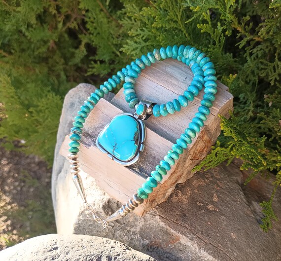 CECIL SANDERS Sterling Silver Turquoise Pendant & Bea… - Gem