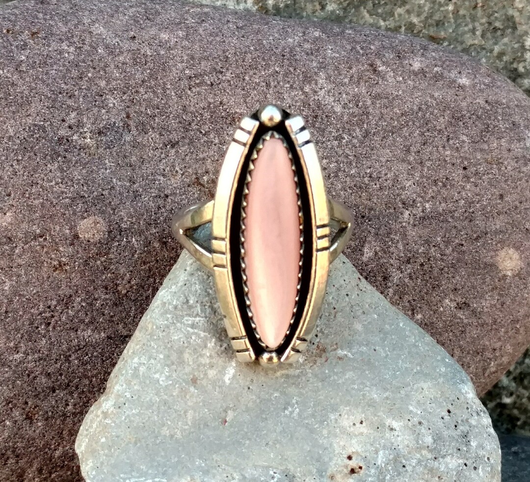Native American Sterling Silver Ring, Pink Mussel Shell, Vintage ...