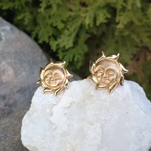 PETER BRAMS Designs 14K Gold Puffy Sun Face Earrings, Signed PBD 14KT ...