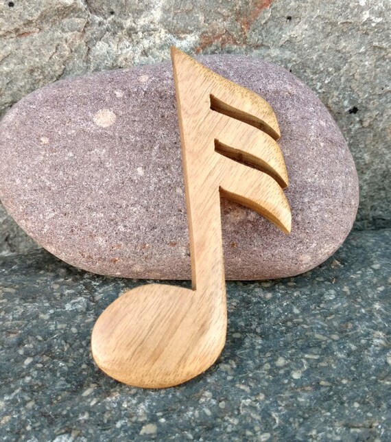 Musical Symbol Wood Brooch, Vintage Jewelry Pin, Carv… - Gem