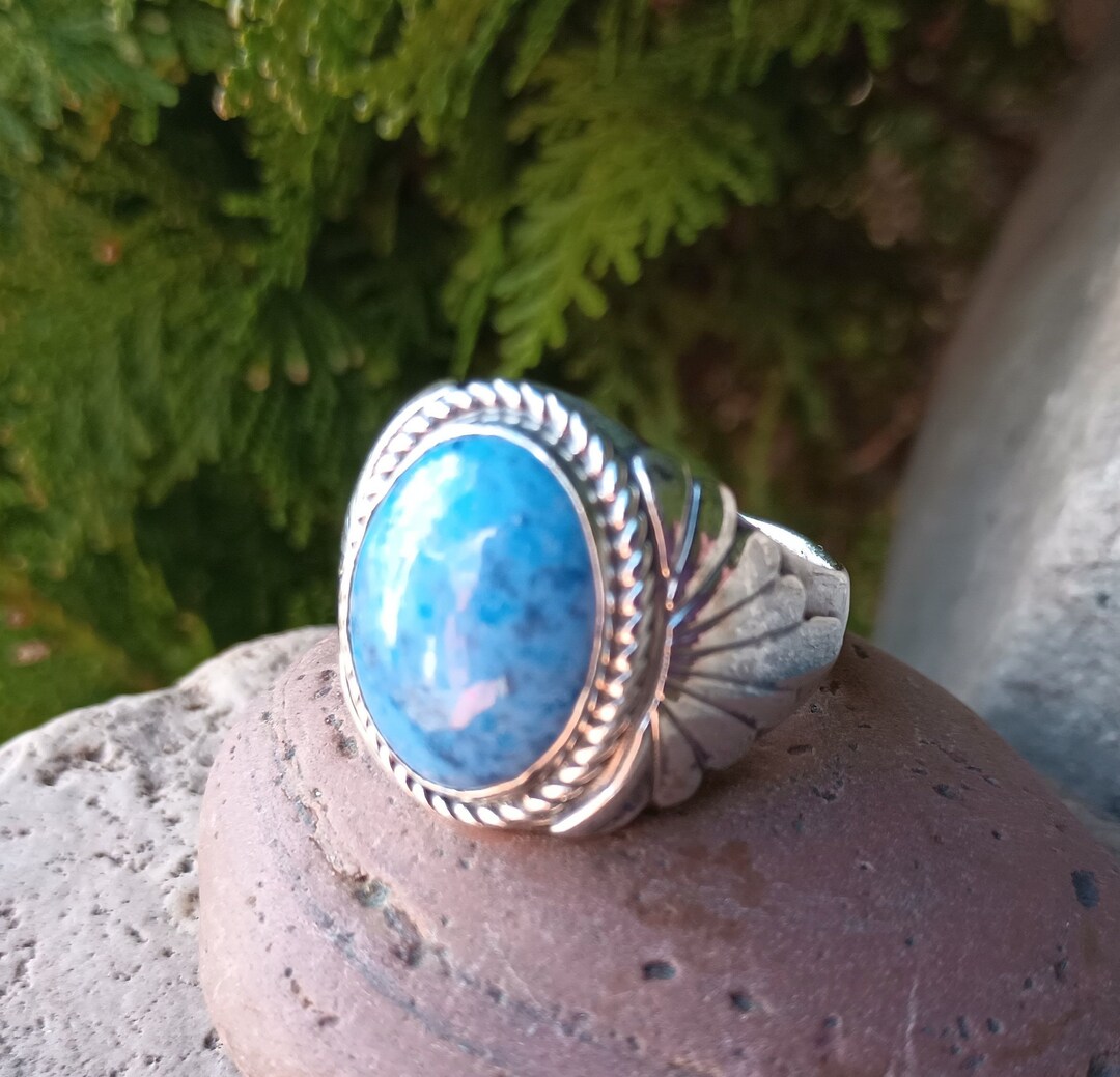 BILLY SLIM Navajo Sterling Silver Men's Ring, Denim Lapis, Vintage Native American 925 Jewelry ...
