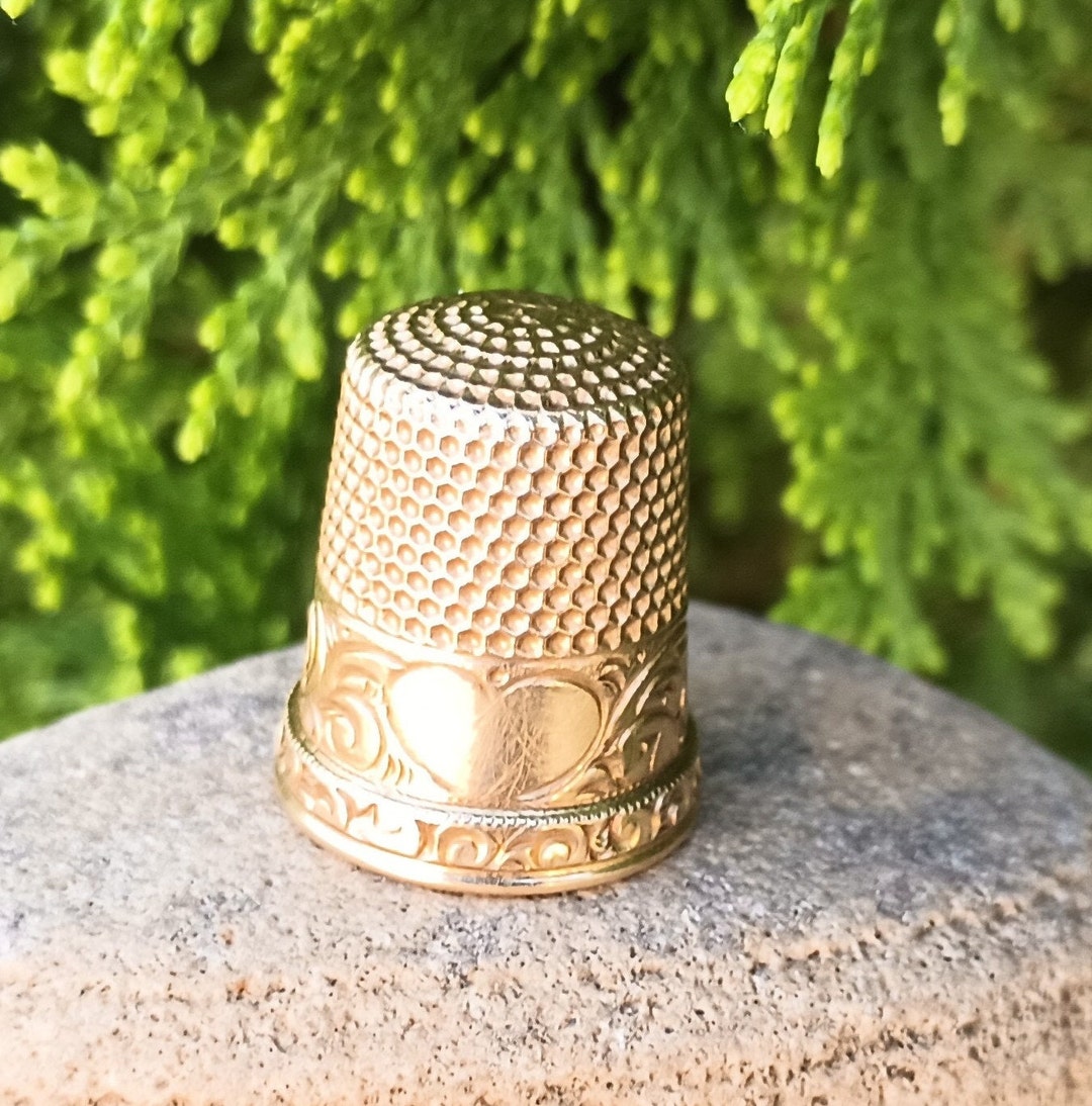 MKD 14K Solid Gold Thimble, KETCHAM & MCDOUGALL Size 7, Monogram Heart ...