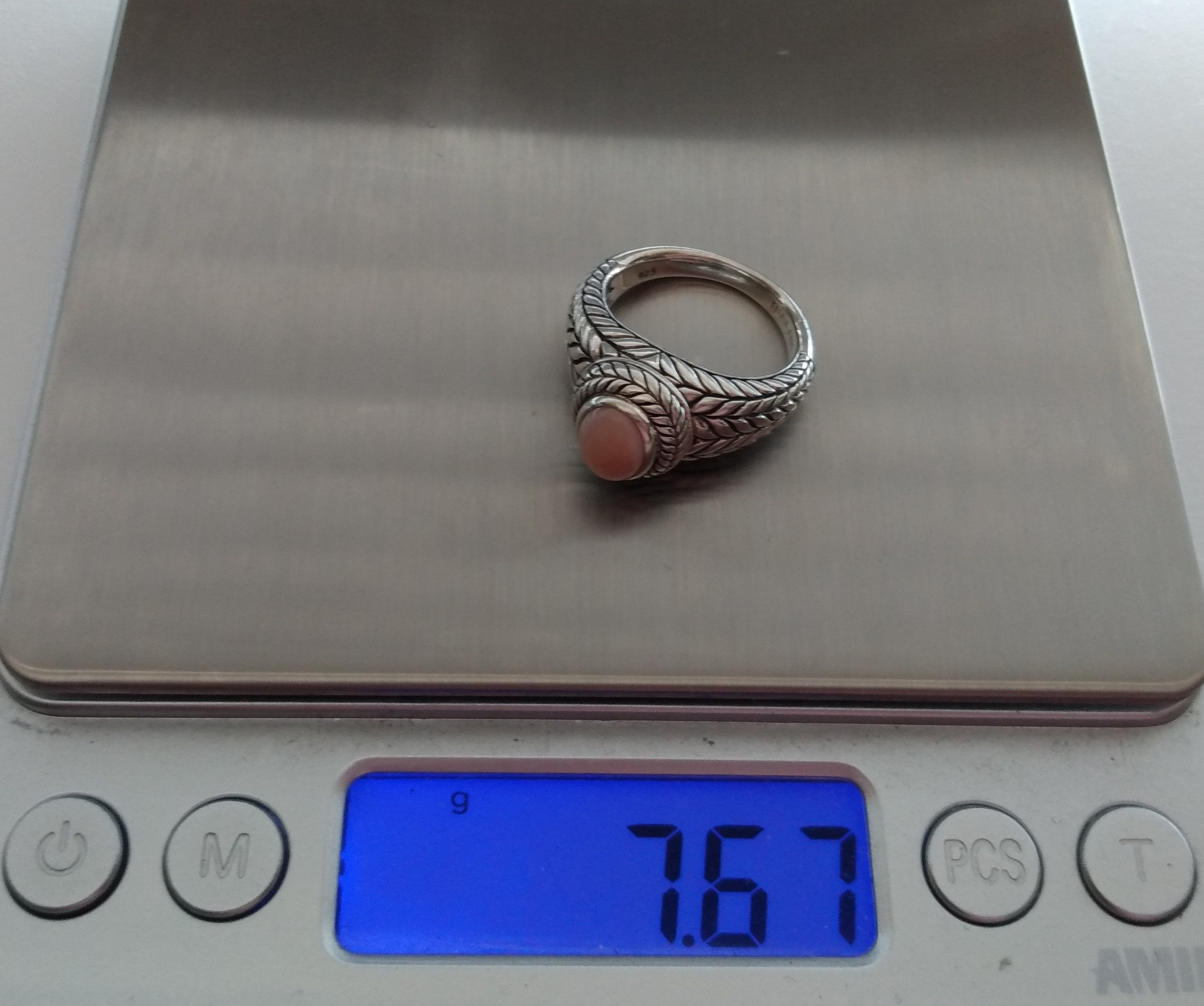 JAI Sterling Silver Ring, Pink Opal Stone, Vintage 925 Jewelry, Jai 925 ...