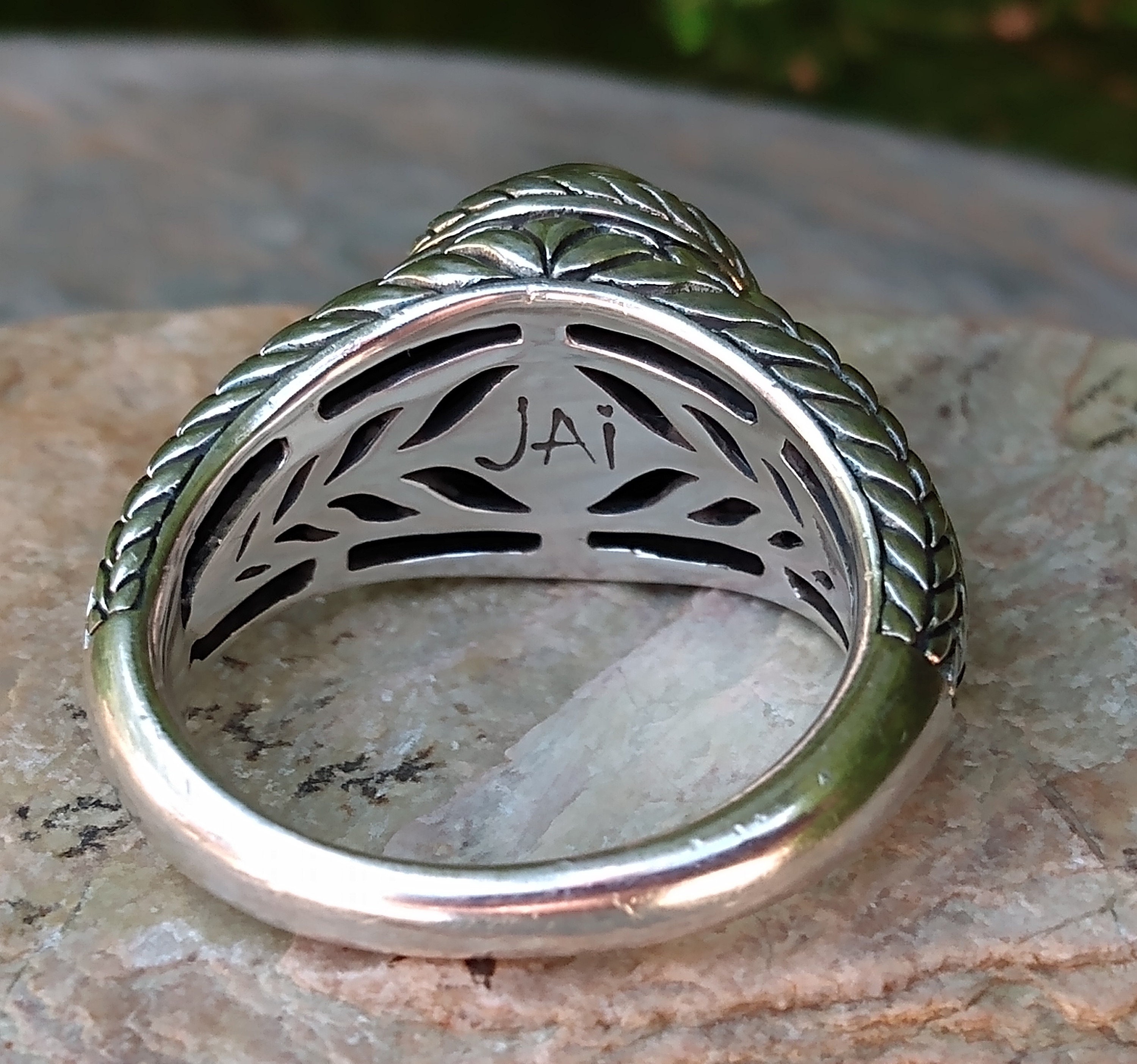JAI Sterling Silver Ring, Pink Opal Stone, Vintage 925 Jewelry, Jai 925 ...