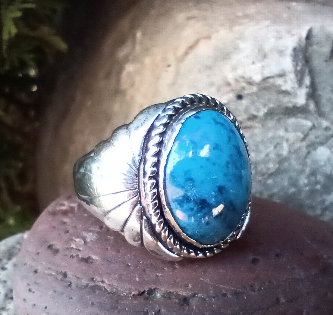 BILLY SLIM Navajo Sterling Silver Men's Ring, Denim Lapis, Vintage Native American 925 Jewelry ...