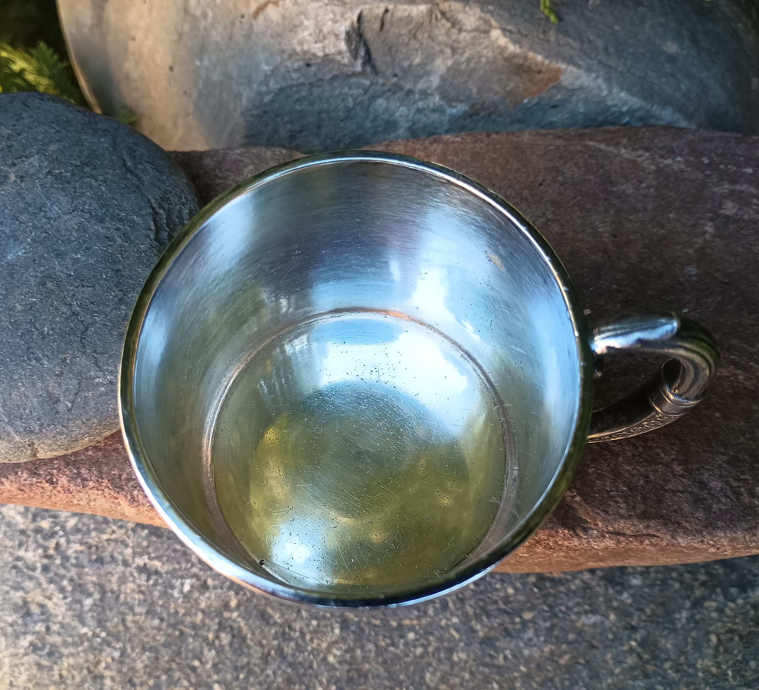 REED & BARTON Child Cup, Silver Soldered 1370, Engraved Brick Border ...