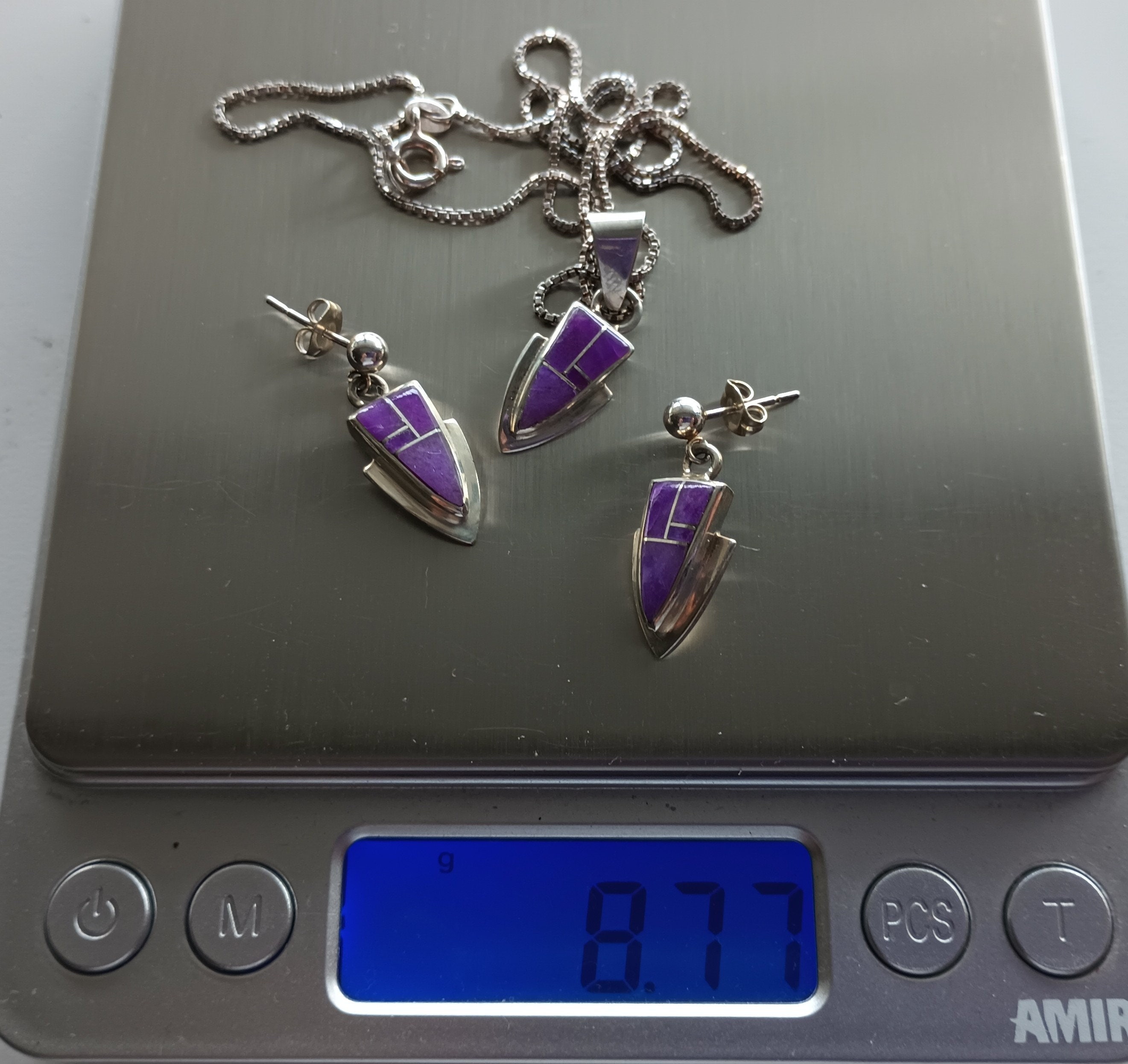 Ervin Hoskie Sterling Silver Sugilite Inlay Pendant & Earring Set ...