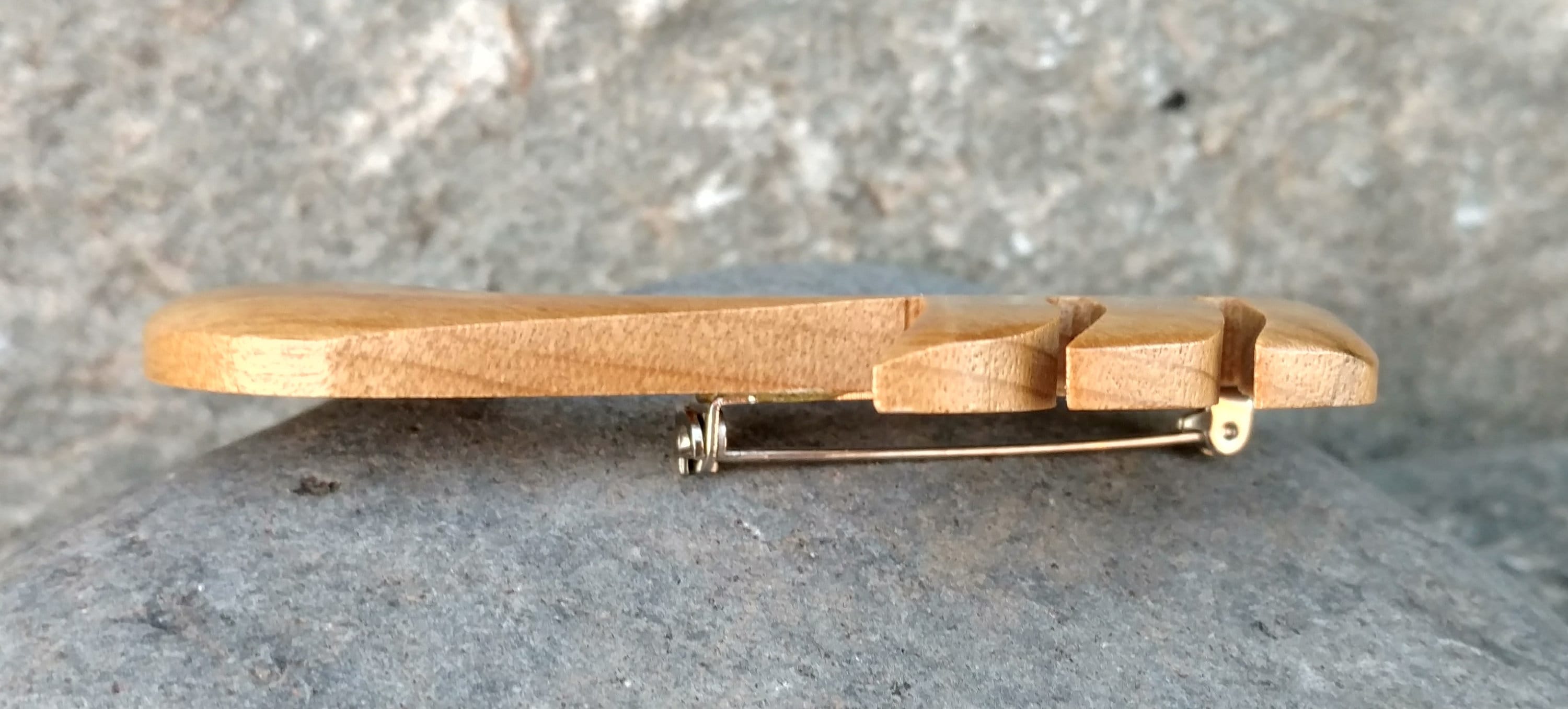 Musical Symbol Wood Brooch Vintage Jewelry Pin Carved Wooden - Etsy