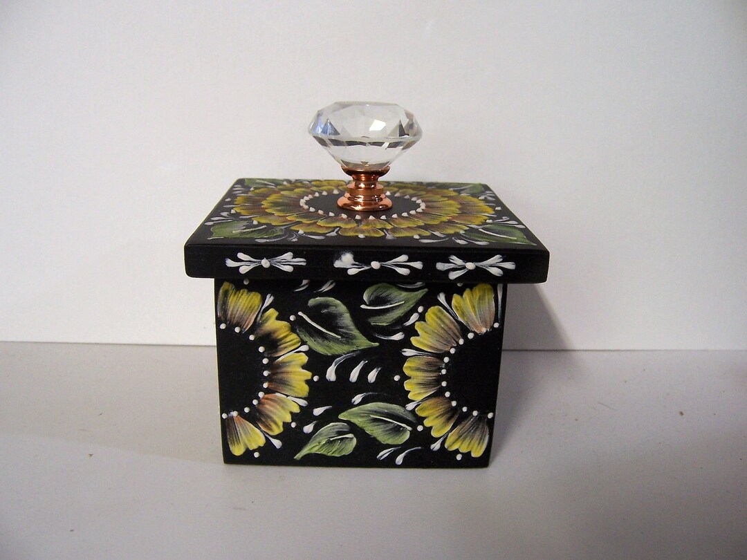 Sunny Sunflowers Square Treasure Box Designed by Linda Sharp - Etsy