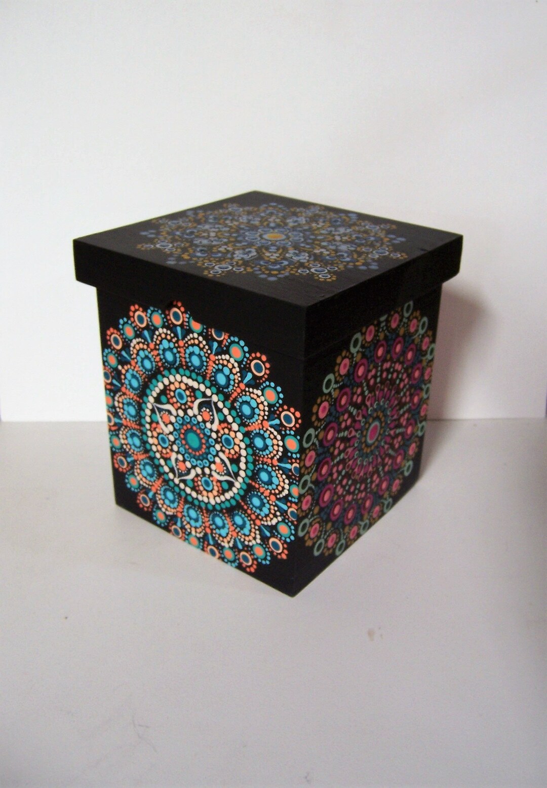 Mandala Wood Dot Box/container - Keepsake Box - Storage Box - Dot ...