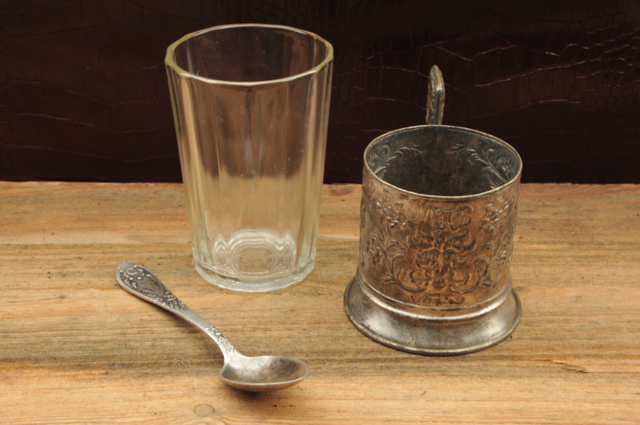 Vintage Soviet Glass holder set of 3 items Vintage | Etsy