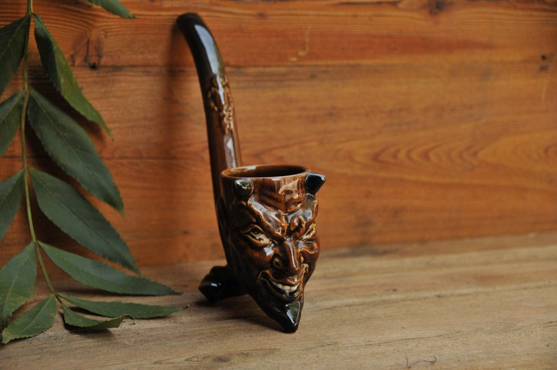 Antique Ceramic Devil's Mug Decorative Smoking Pipe Devil | Etsy