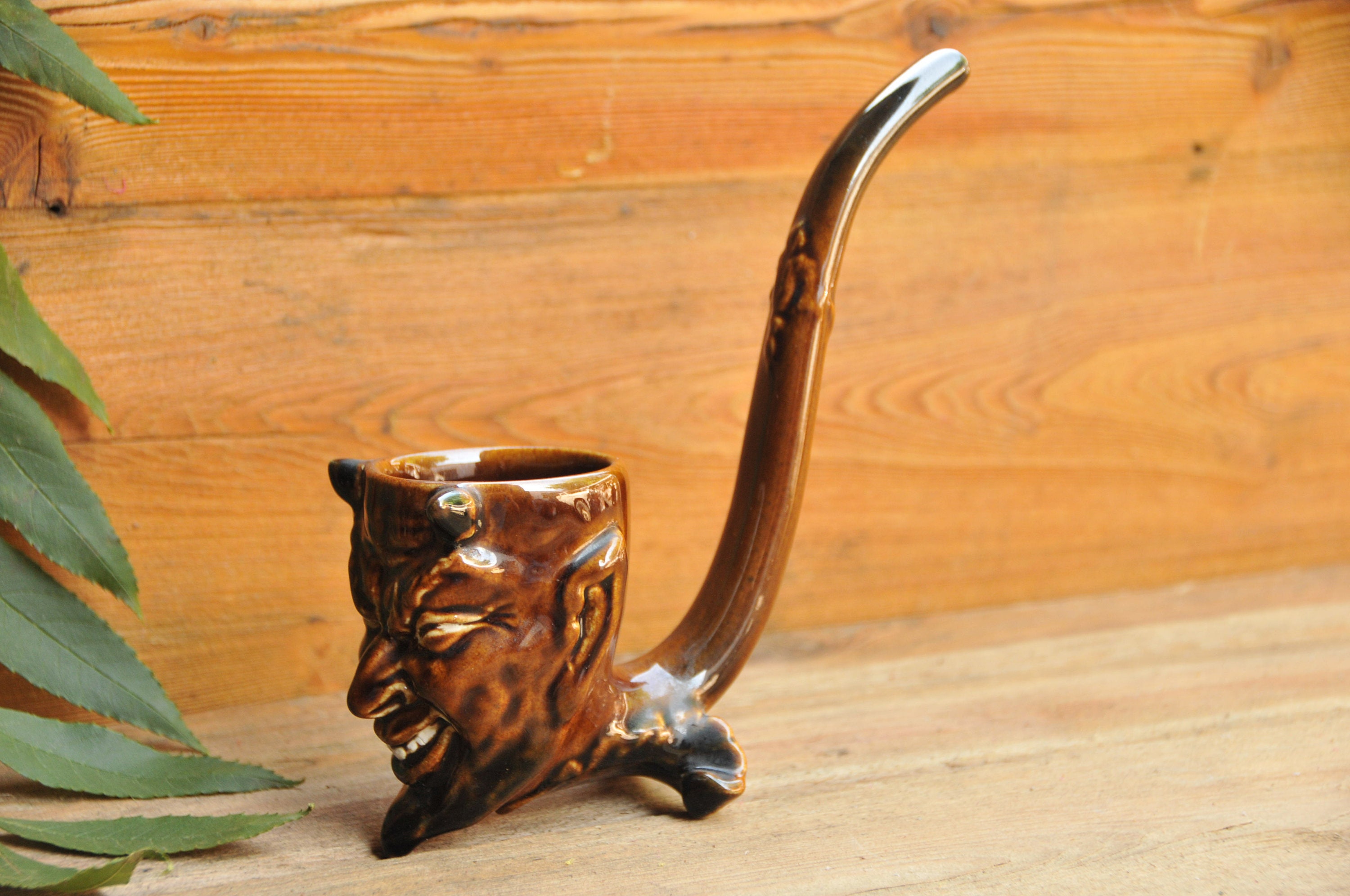 Antique ceramic devil's mug Decorative smoking pipe Devil | Etsy