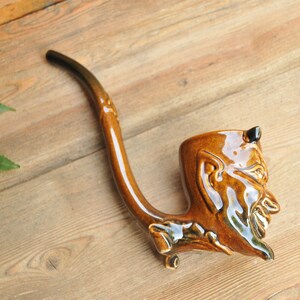 Antique Ceramic Devil's Mug Decorative Smoking Pipe Devil Face Pipe ...