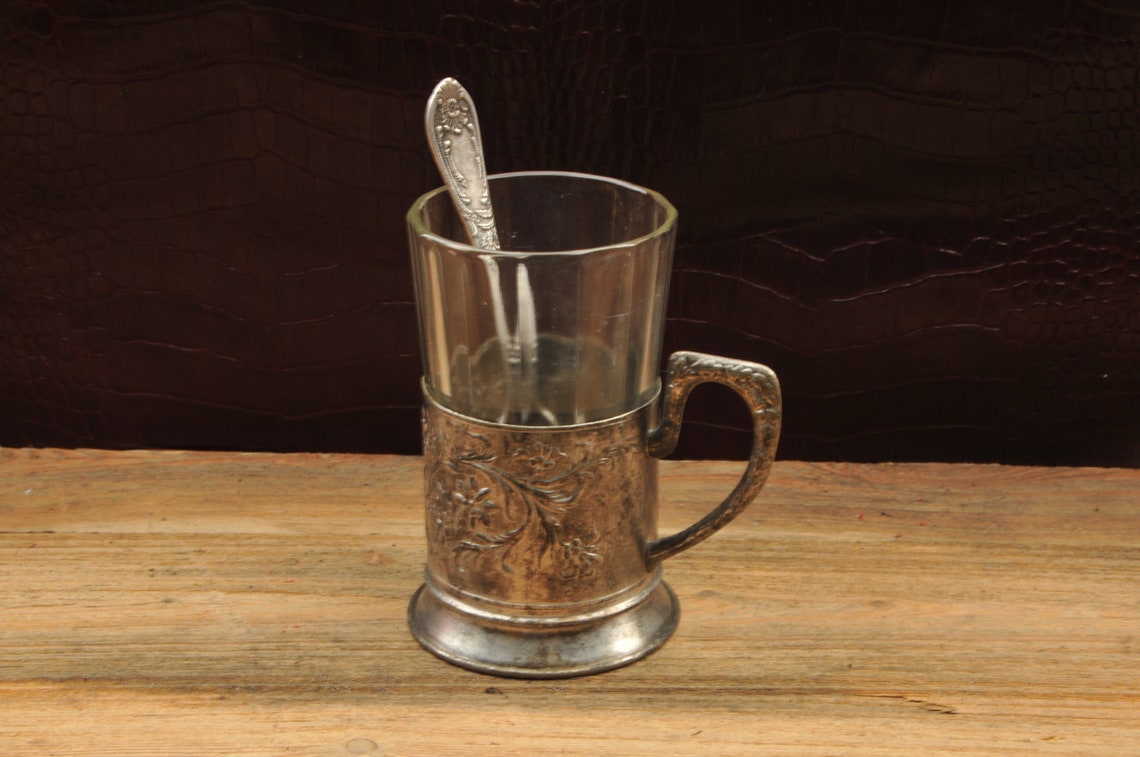 Vintage Soviet Glass Holder Set of 3 Items Vintage Podstakannik Glass ...