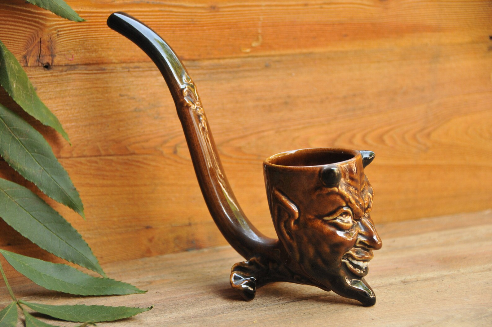 Antique ceramic devil's mug Decorative smoking pipe Devil | Etsy