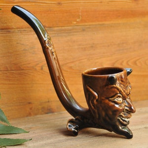 Antique Ceramic Devil's Mug Decorative Smoking Pipe Devil Antique Ceramic Devil's Mug Decorative Smoking Pipe Devil
