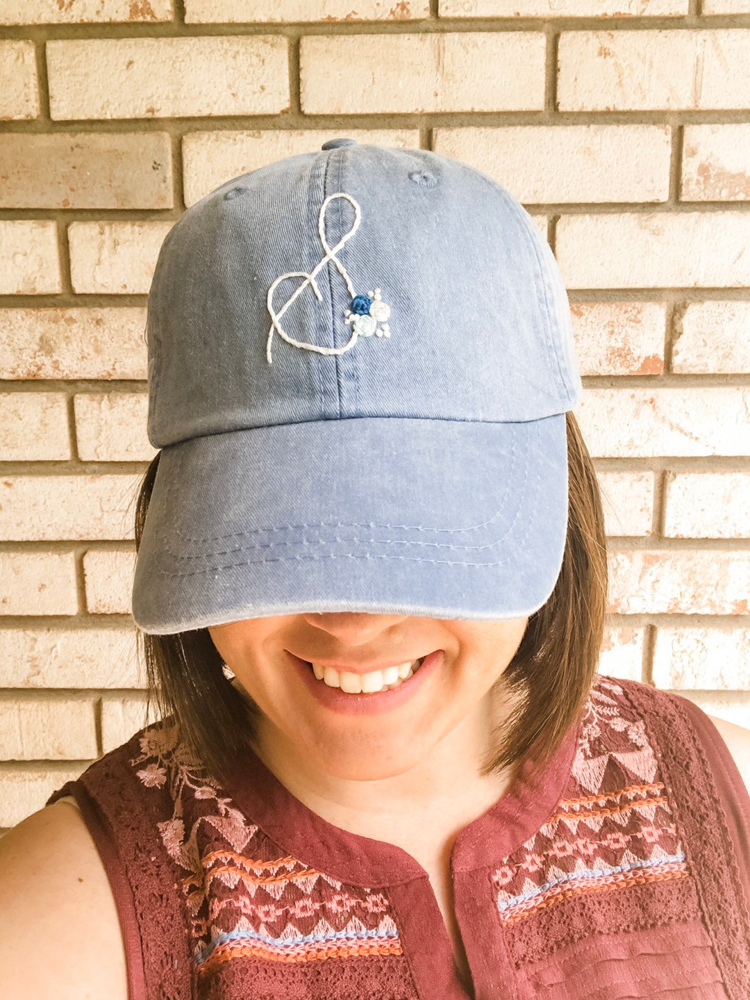 Hand Embroidered Monogram Inital Baseball Hat - Etsy