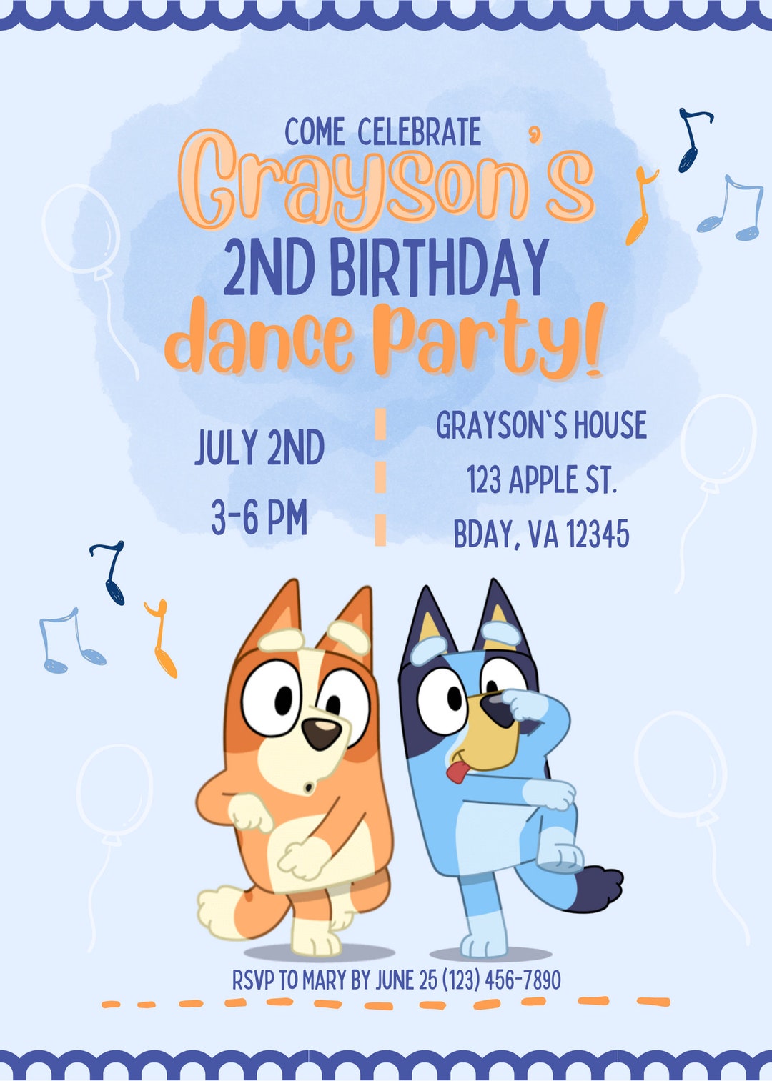 Bluey Dance Party Invitation - Etsy