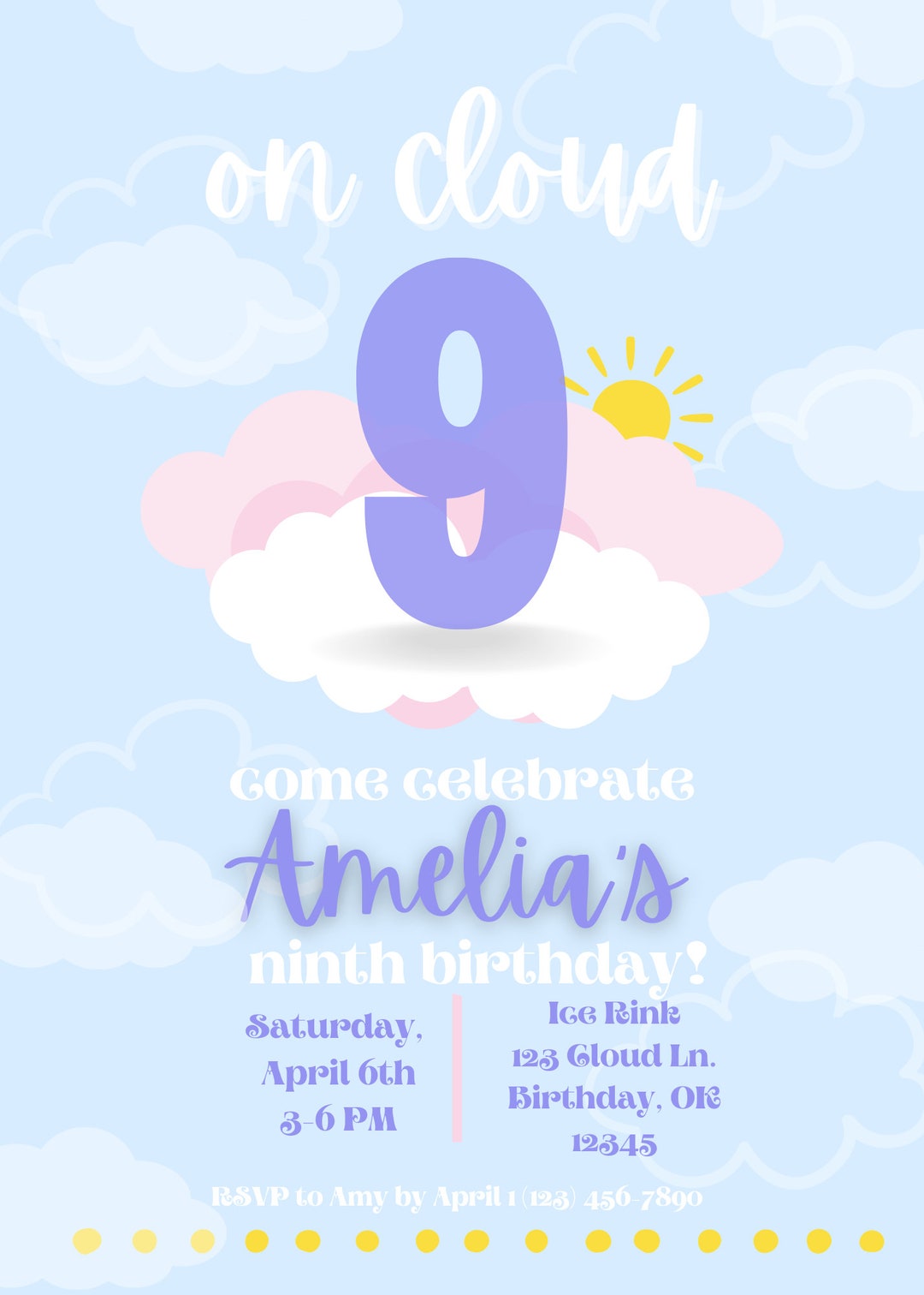 On Cloud 9 Birthday Invitation - Etsy
