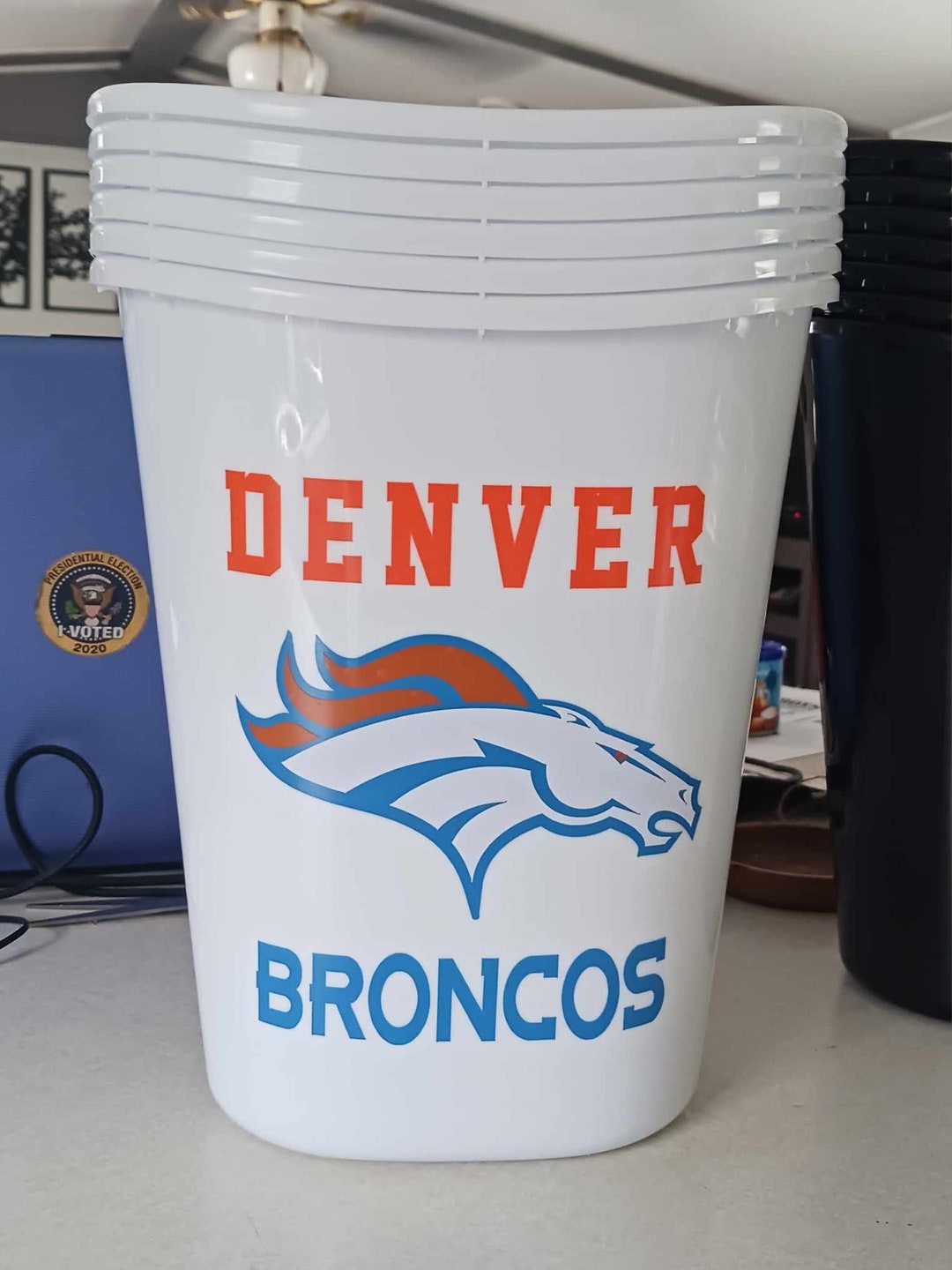 Denver Broncos Die-cut Vinyl Decal Trash Can Bathroom Laundry - Etsy