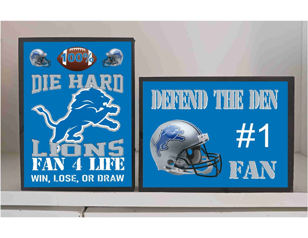 Detroit Lions 2pc Set Wood Signs of Free Standing 5x4 Inch Wood Signs ...