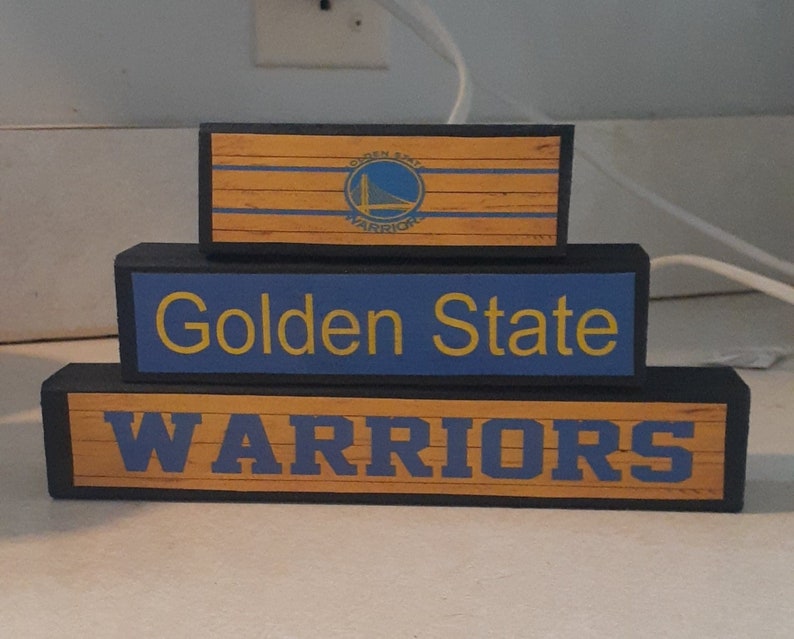 Golden State Warriors 3pc 2x2 Stackable Wooden Sign Office - Etsy
