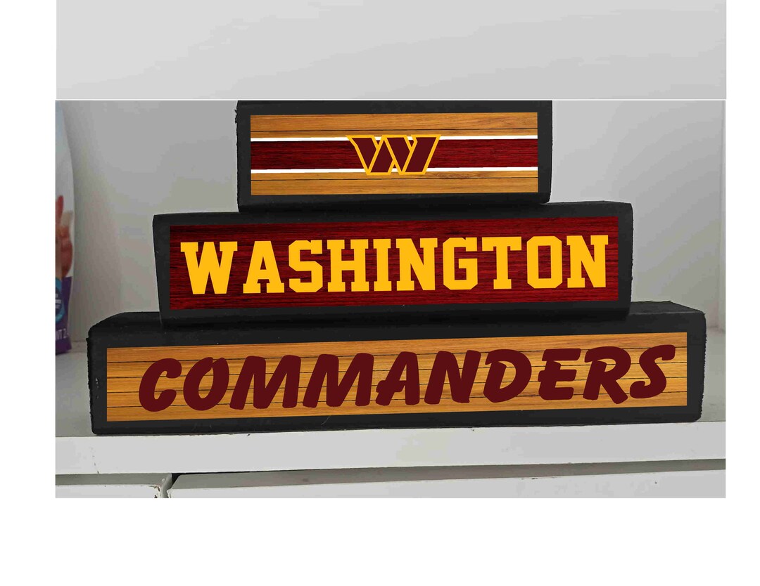 Washington Commanders 3pc 2x2 Stackable Wooden Sign Office Man Cave NFL ...