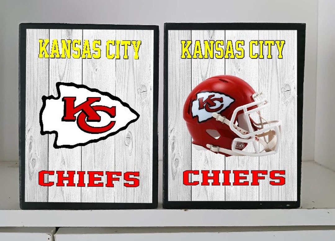 Kansas City Chiefs 2pc white Wood Set of Free Standing 5x4 Inch Wooden ...