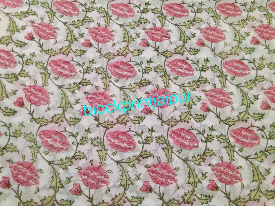 Hand Block Print Cotton Loose Fabric, coton bloc tissu imprimé, tissu ...