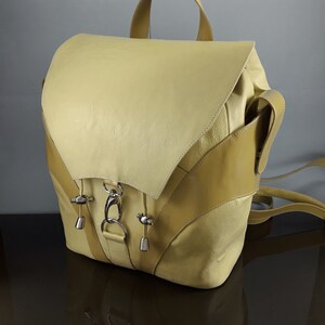 Yellow Backpack Backpack Leather Backpack Women Leather Purse Rucksack ...