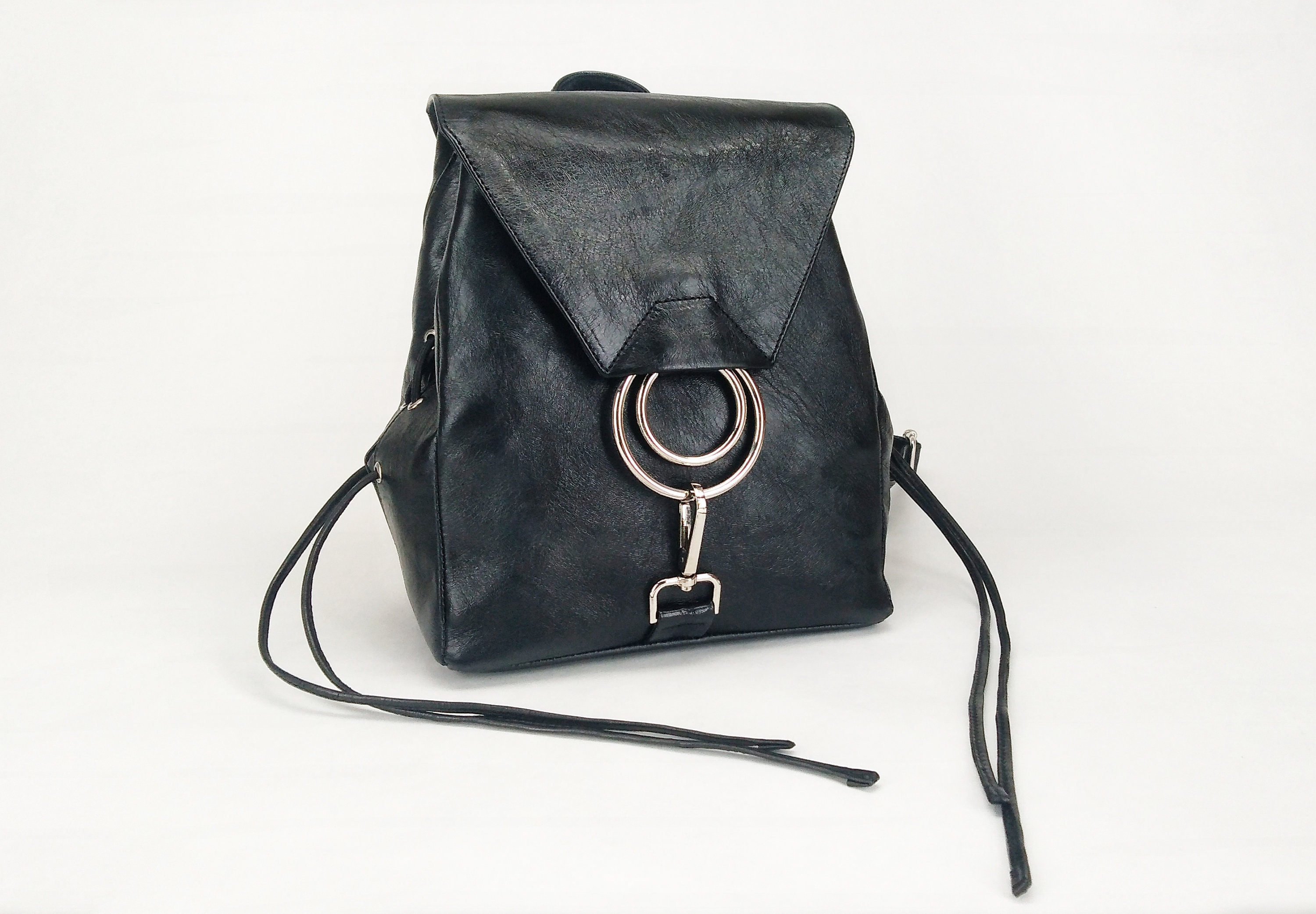 Small Black Leather Backpack Purse: Handmade Italian Leather Rucksack ...
