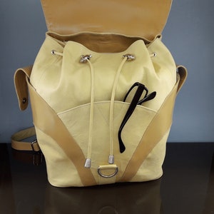 Yellow Backpack Backpack Leather Backpack Women Leather Purse Rucksack ...