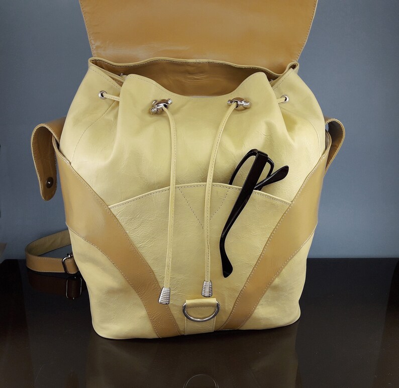 Yellow Backpack Backpack Leather Backpack Women Leather Purse - Etsy