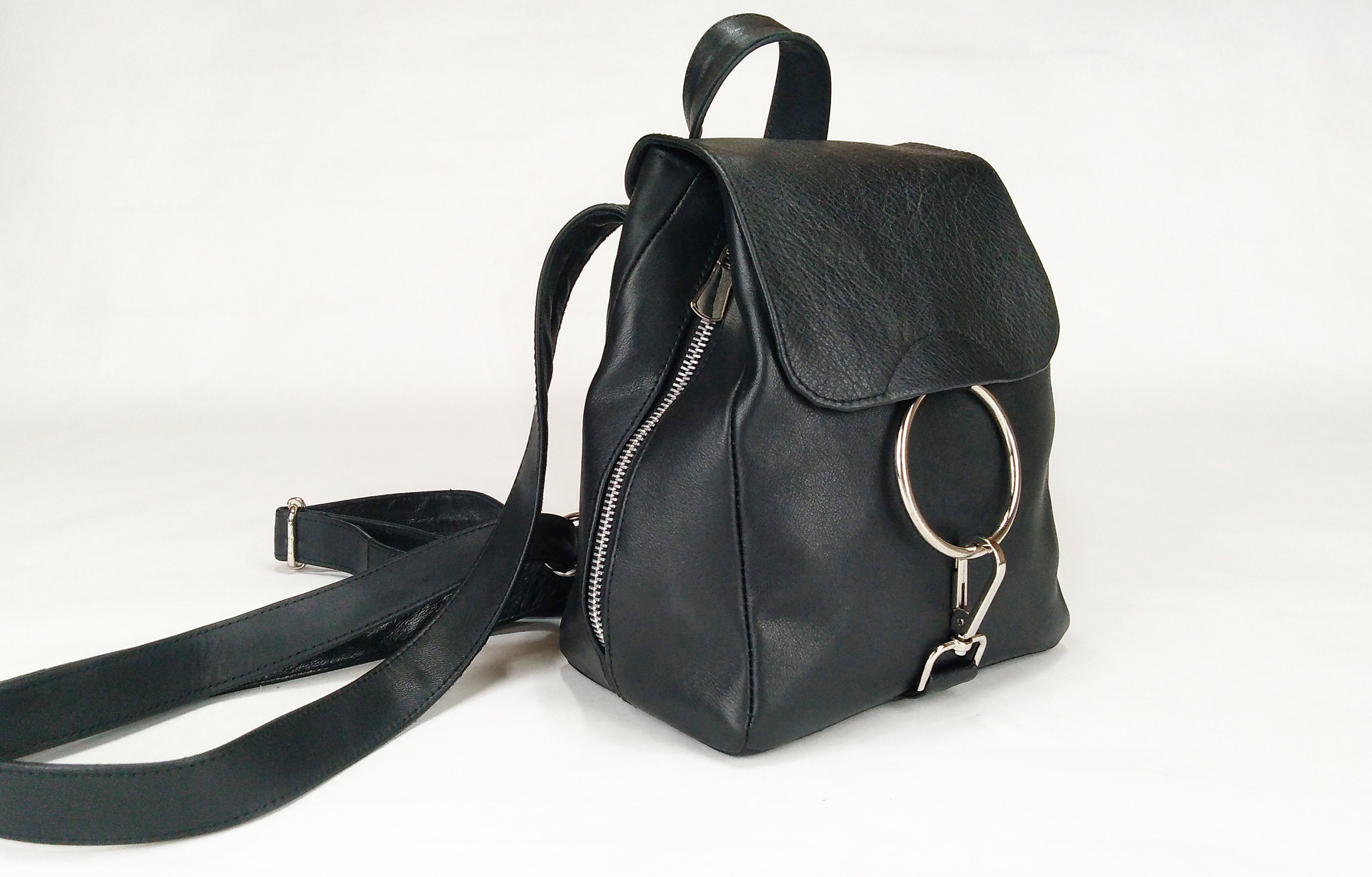 Black Backpack Woman Backpack Small Backpack Leather Backpack - Etsy