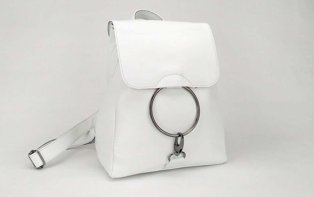 White Backpack Woman Backpack Leather Backpack Handmade Backpack Small ...